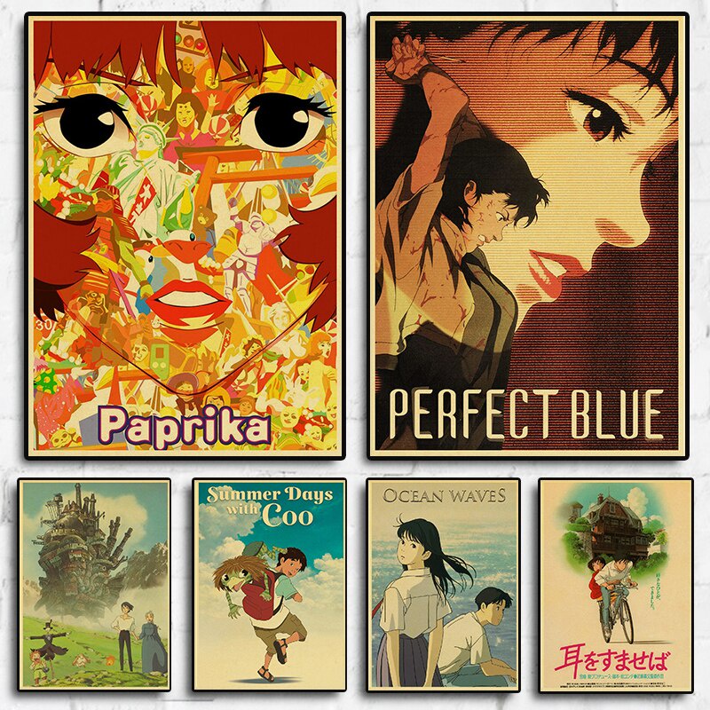 Famous Japanese anime author Miyazaki Hayao anime poster retro brown ...