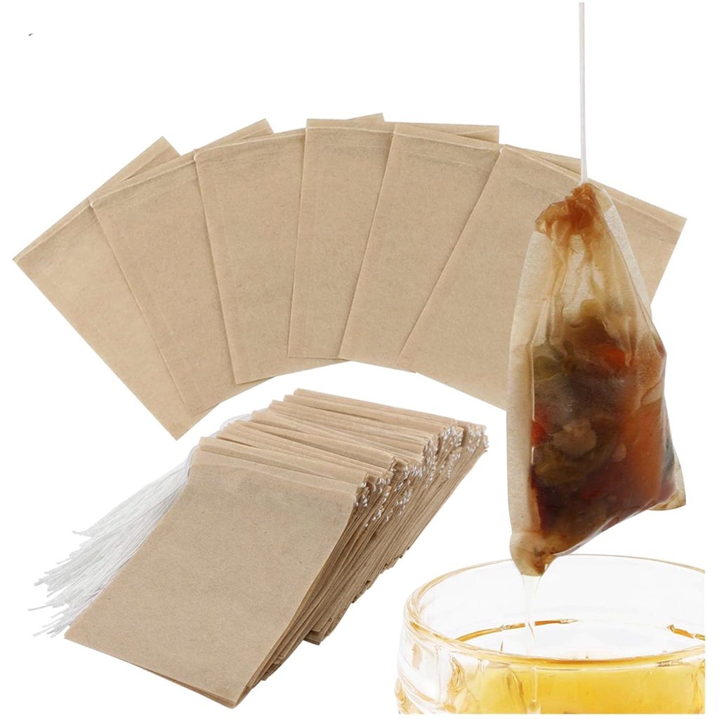 100Pcs Teabags Biodegradable Paper Tea Bags Drawstring Eco-Friendly ...