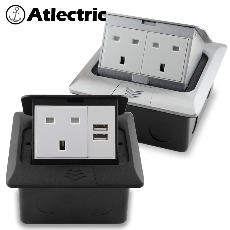 13A UK Socket 2 Pin 3 Hole With USB Charging Port Fast Pop-Up Floor ...