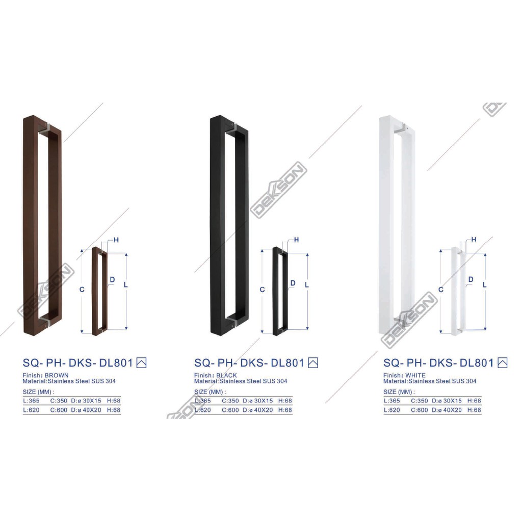 Pull HANDLE DEKKSON DELUXE SQ PH 801 40X20X620X600 BLACK BROWN WHITE ...