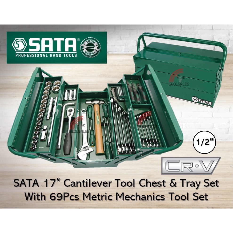 SATA 95104A-70 17" Cantilever Tool Chest & Tray Set With Metric ...