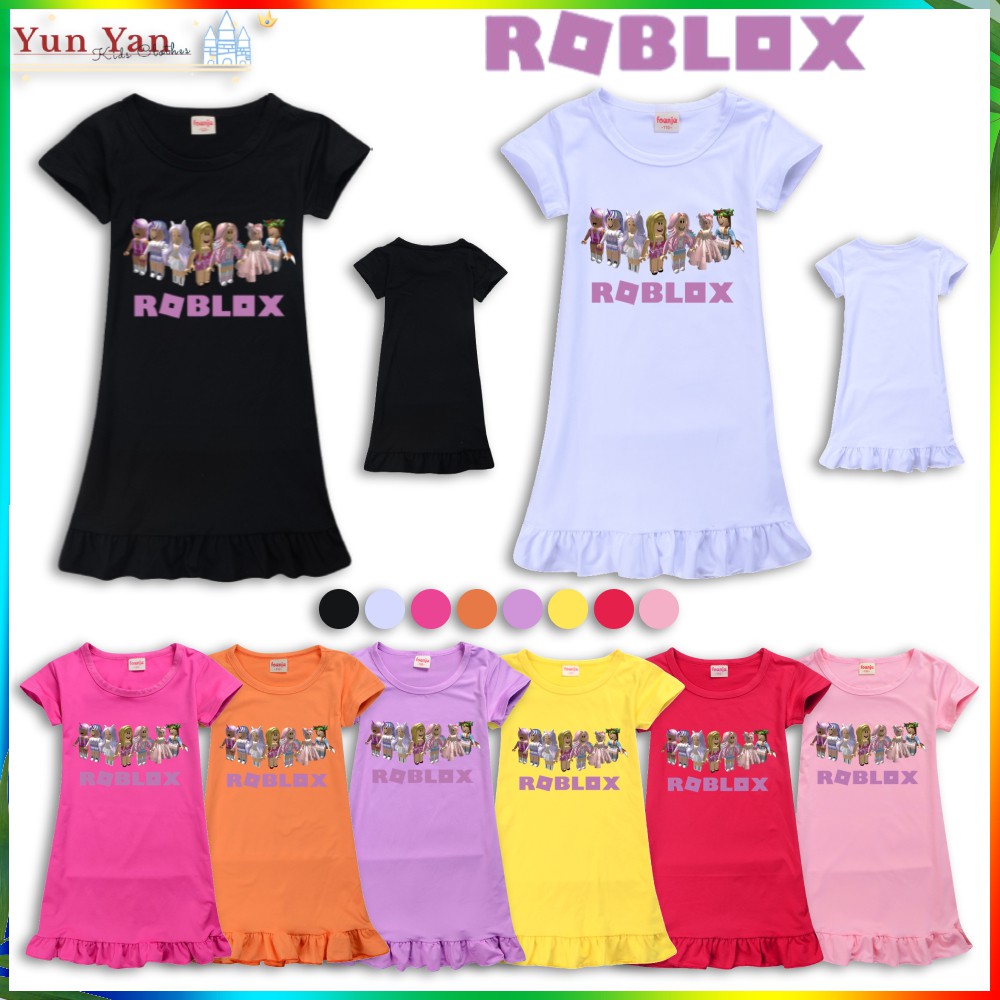Roblox girls pajama dress, cartoon print cotton 2-12 years old girl's ...