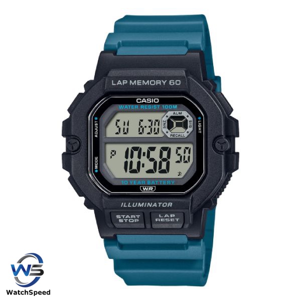 Casio Blue Dual WS-1400H-3A WS1400H Time Lap Memory LCD Alarm Unisex ...