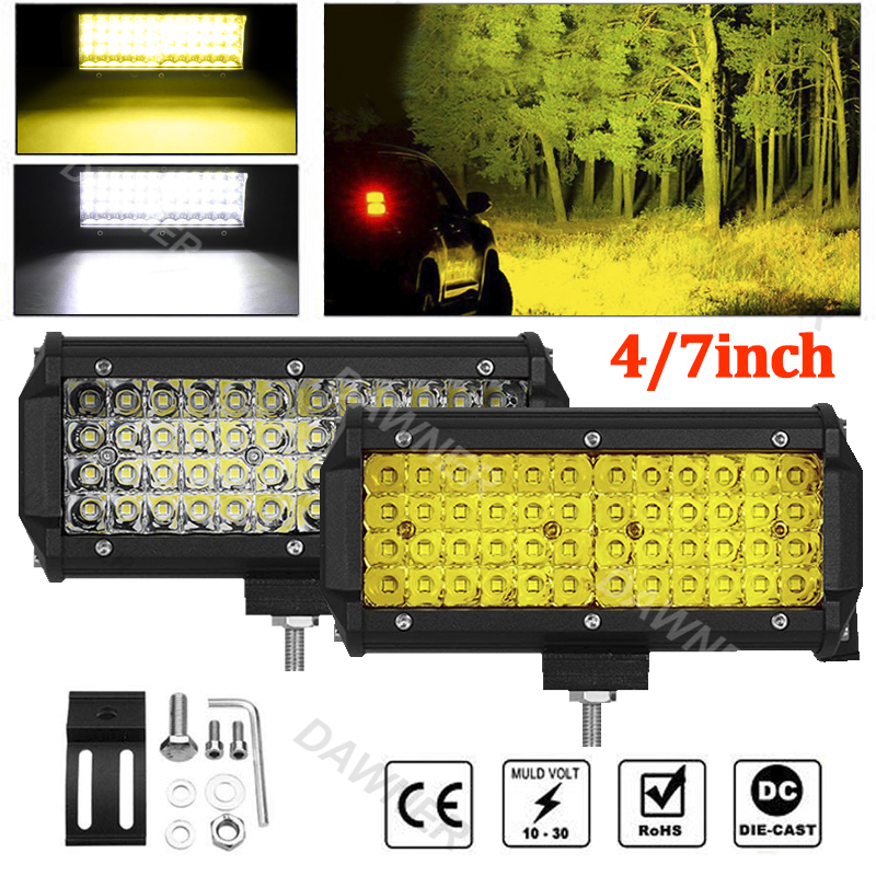 7 Inch Yellow LED Light Bar Offroad Spot LED Work Light Bar Truck Boat ...