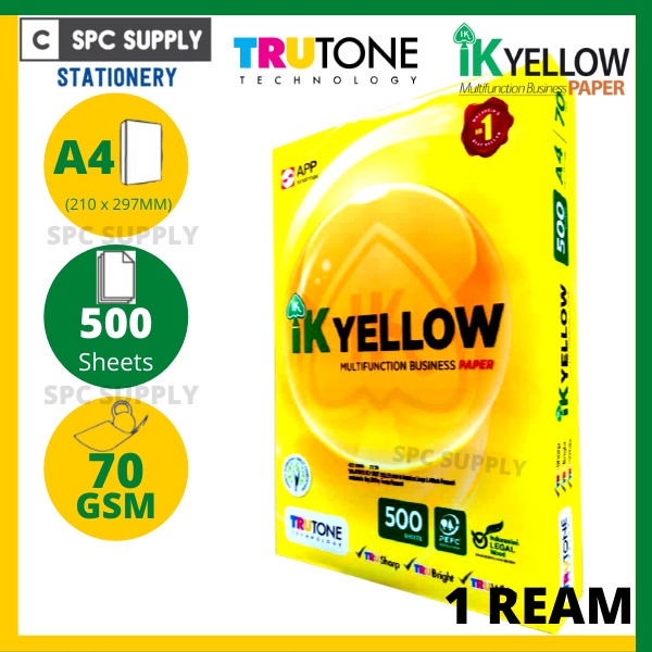 IK Yellow A4 Paper 70gsm - 500 Sheets/Kertas A4 Paper Putih/Photostat ...