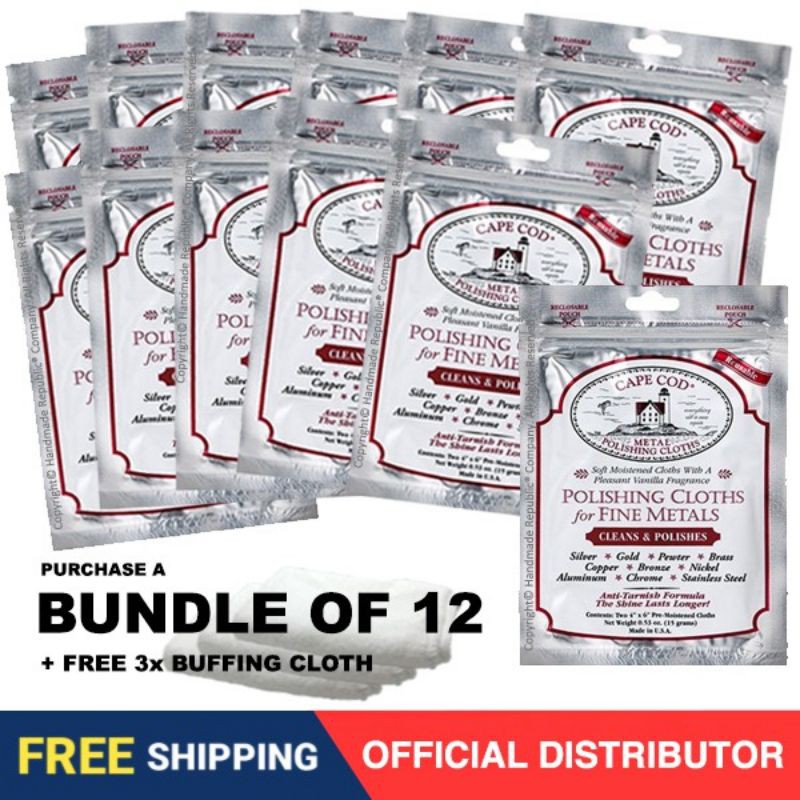Cape Cod ® Polish - Metal Polishing Cloths (Bundle of 12 packs ...