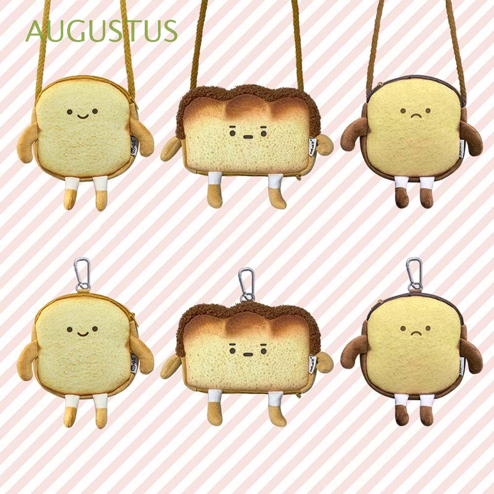AUGUSTUS Casual Toast Coin Purse Small Mini Flush Wallet Bread keychain ...