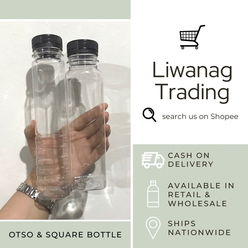 100pcs 250ml/300ml/350ml Otso Bottle with Black Lid Kutkutin Jar Food Grade Milktea Bottle ...