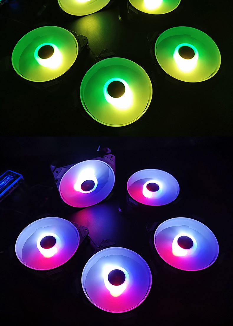 COOLMOON 120mm PWM ARGB PC Case Fan Quiet 4 Pin Addressable RGB Cooling ...