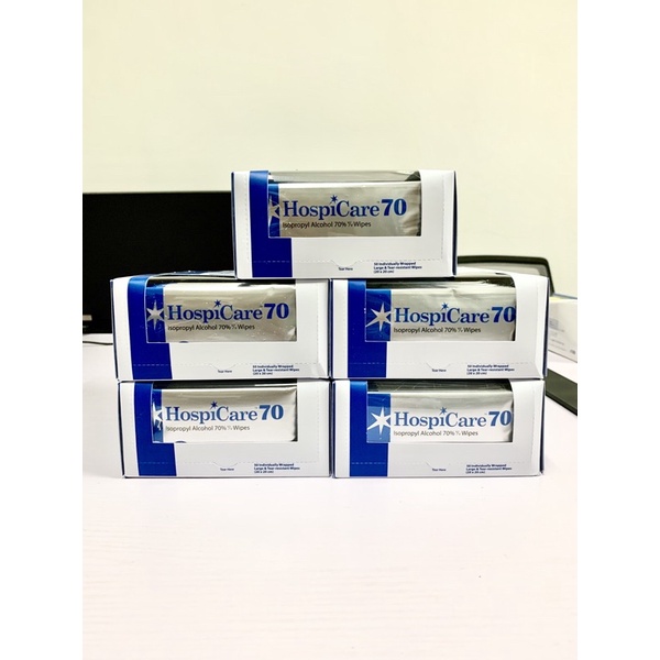 1-5 boxes HospiCare 7050 IPA 70% Alcohol Wipes (50 sheets individually ...