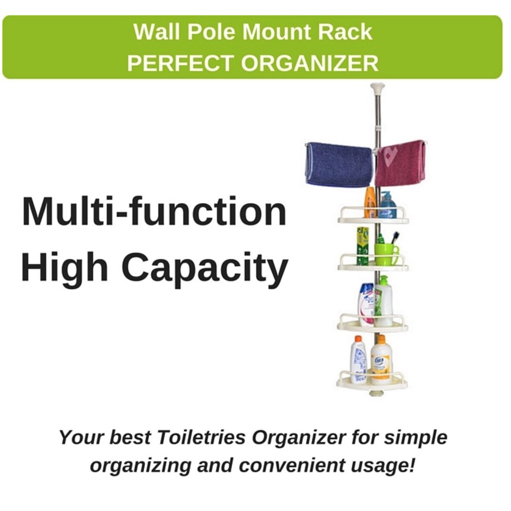 Homlly Extendable Toiletries Pole Rack (Up to 3M) | Shopee Singapore