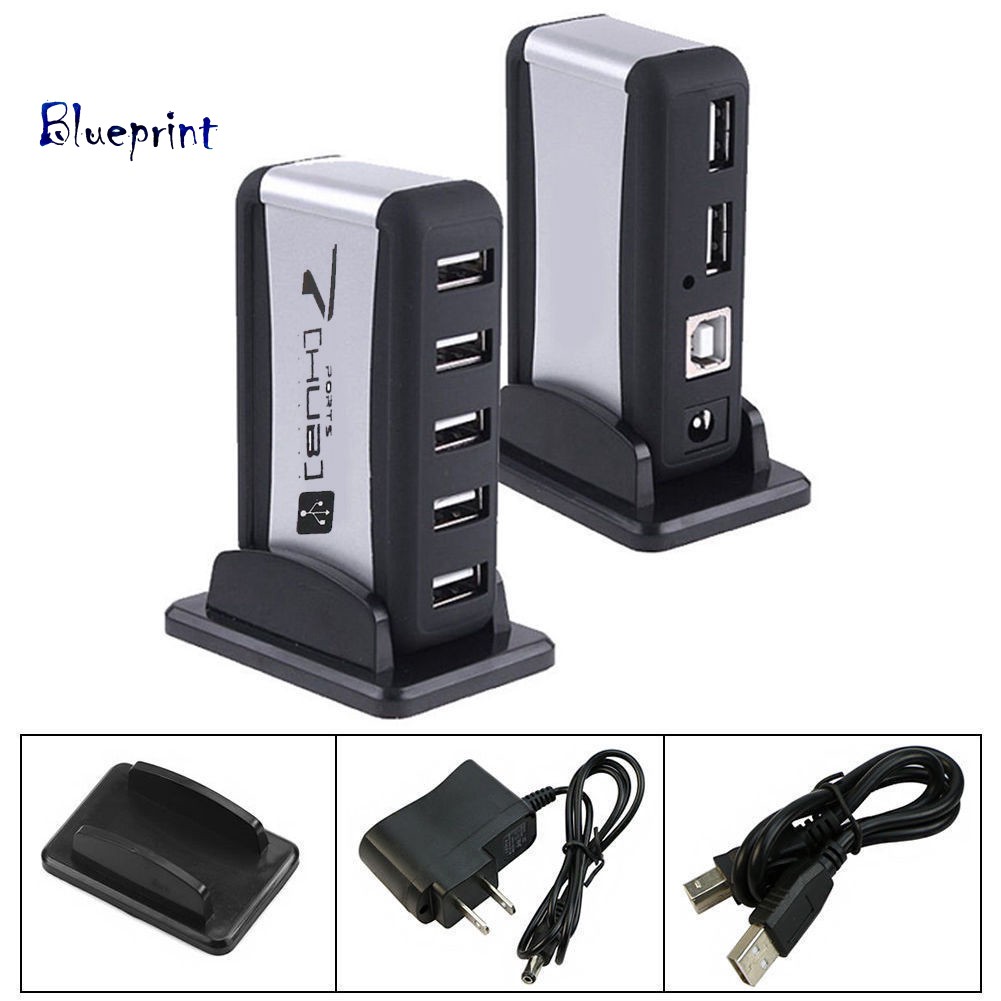 ☞BP Portable 7 Port High Speed USB 2.0 HUB with Power Adapter 50cm 5V ...
