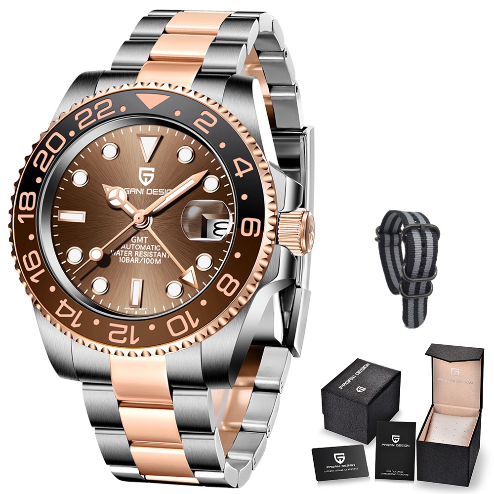 Pagani Design watch 40MM automatic watch GMT Seiko NH34 watch men 100M submariner Ceramic bezel ...