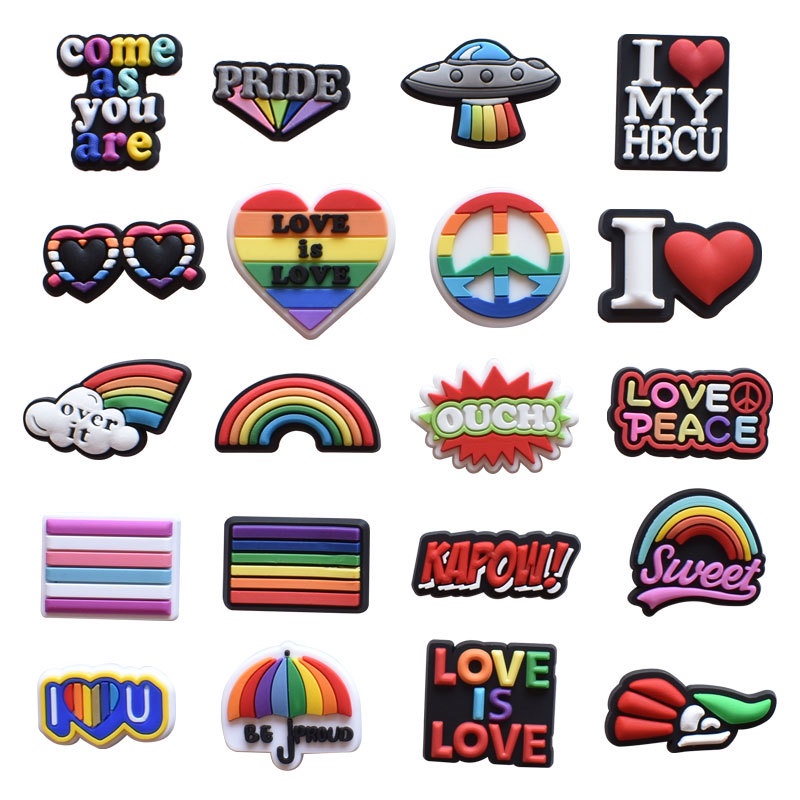 News Rainbow Crocs Jibbitz Hole shoes Crocs charms jibbit cartoon PVC ...