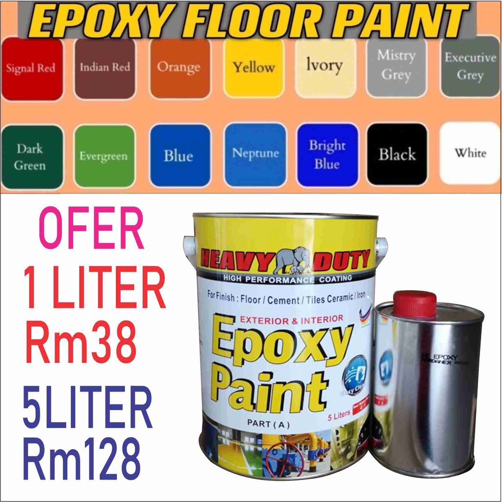 1L or 5L EPOXY FLOOR PAINT [ HEAVY DUTY ] PROTECTIVE & WATERPROOF ...