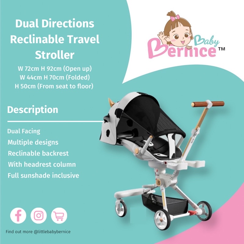 Reclinable Dual Facing Travel Stroller | Shopee Singapore