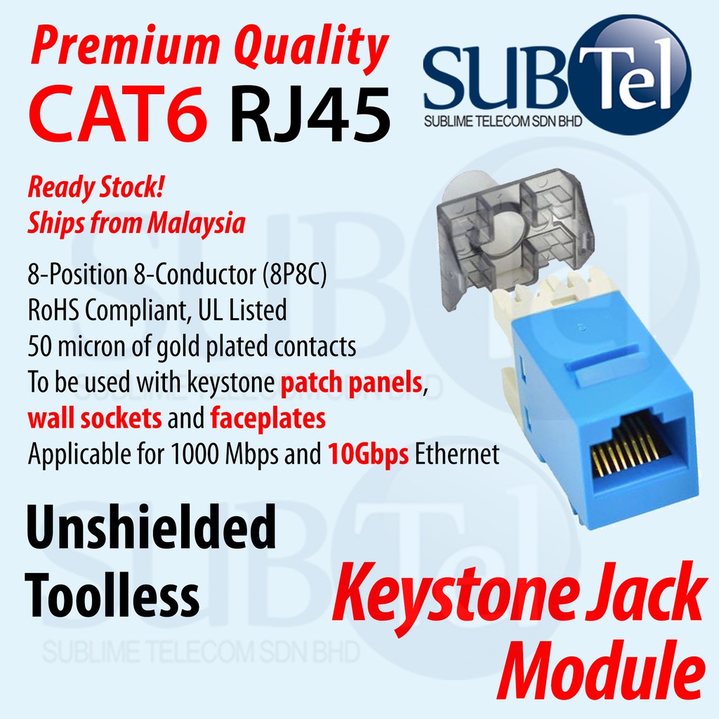 CAT6 CAT6A RJ45 Keystone Jack Module LAN Cable Ethernet Network Faster ...