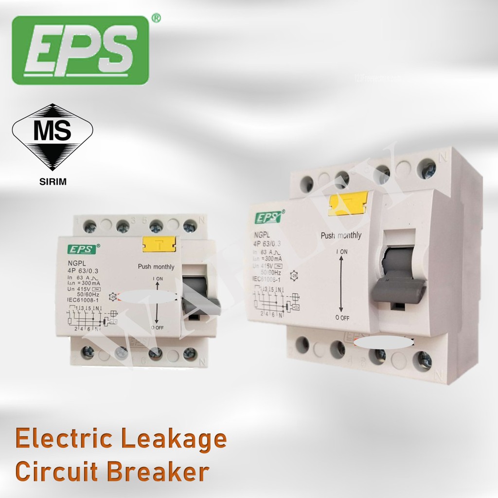 EPS ELCB/RCCB 40A/63A/100A | 4 Pole | 30mA/100mA/300mA (SIRIM APPROVED) | Shopee Singapore