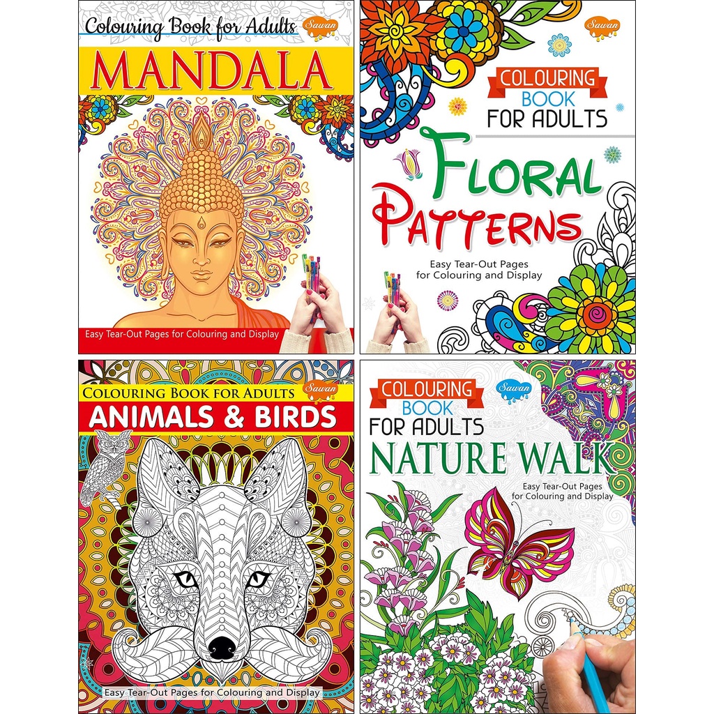 Coloring Book/Mandala Colouring for Kids/Adult with Easy Tear Out Pages ...