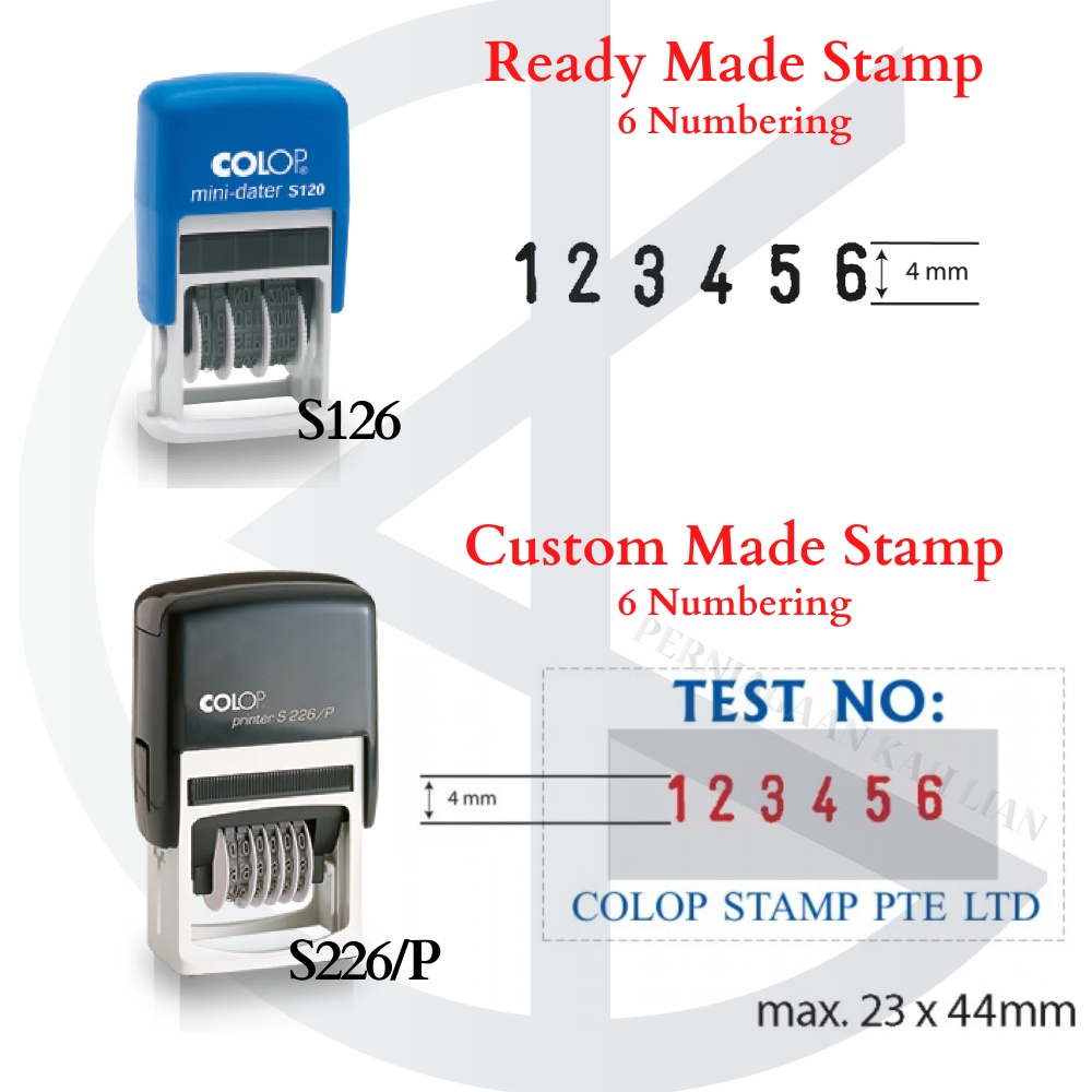 COLOP Printer Line S126 S226/P Self-Inking Custom Made Dater / Date Number Stamp Chop ...