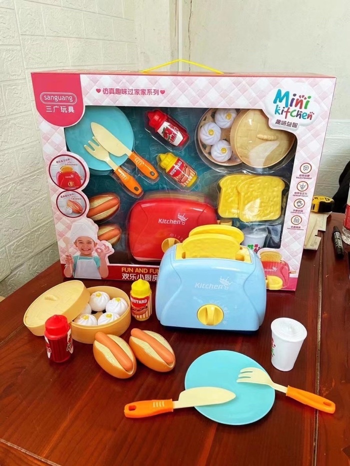 Toaster Playset Breakfast Set Home Kitchen Toys Pretend Play Little ...