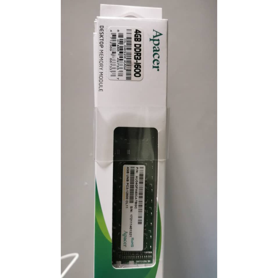 Apacer 4GB DDR3-1600 DESKTOP RAM Memory (NEW) | Shopee Singapore
