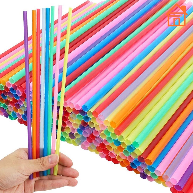 Rainbow Disposable Drinking Tube Straws / 100Pcs Wedding Party ...