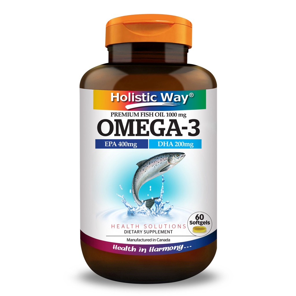 Holistic Way Premium Fish Oil Omega-3 1000mg - Halal (60 Softgels ...
