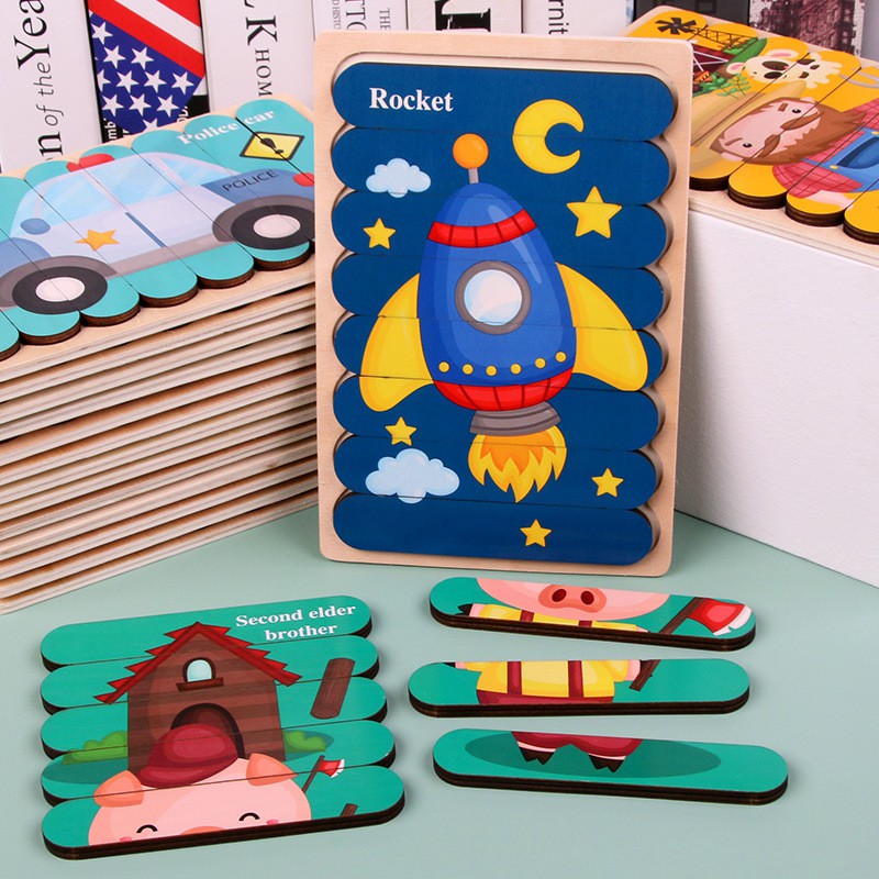 [SG Stock] Kids Dual Side Strip Puzzles 8 pieces puzzle Kids Early ...