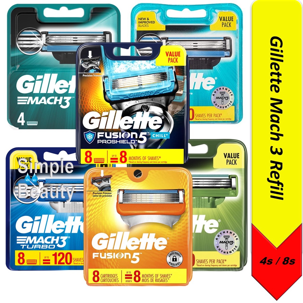 Gillette Razor Shaver Refill Cartridges 4s/8s | Shopee Singapore