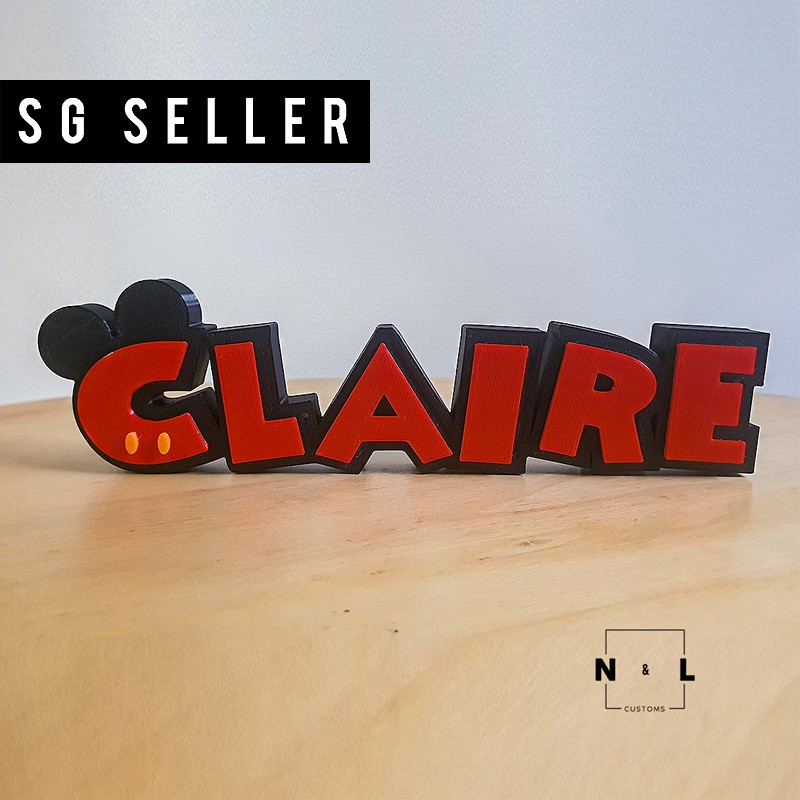 Mickey Mouse Personalized 3D Printed Print Name Plate Sign Custom ...