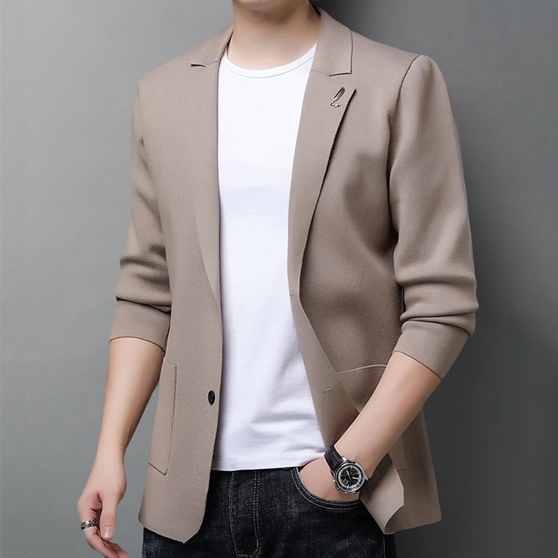 Men's Long Sleeve Jacket Formal Jacket Knitwear Casual Suit Jackets ...