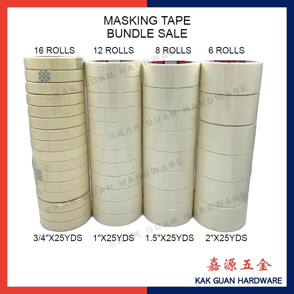 BUNDLE SALE MASKING TAPE 3/4", 1", 1.5", 2" | Shopee Singapore