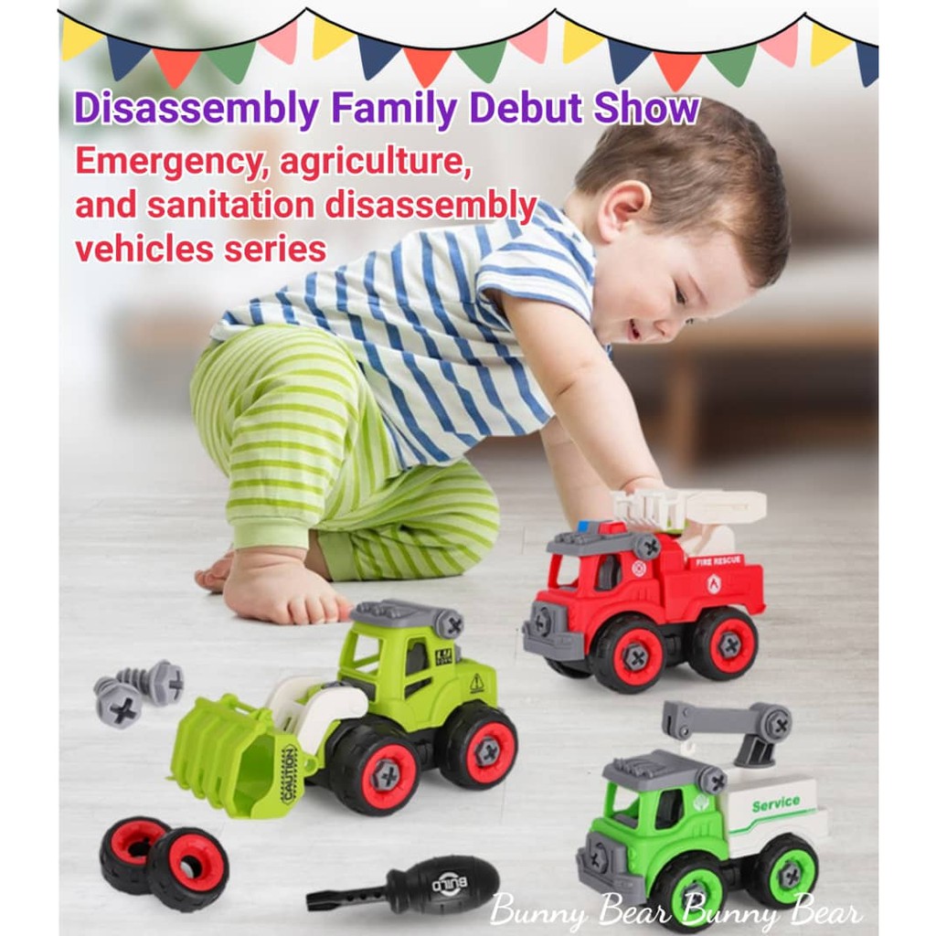 Children kids Fire fighting Truck Farmer's Truck DIY Disassembly And ...