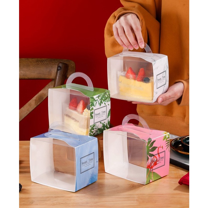 Transparent Slice Cake Box With Handle / Portable Mousse Cake Box ...