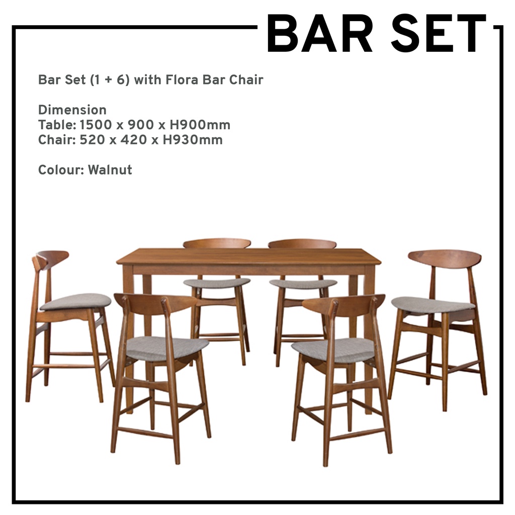 BAR SET 1+6 WITH HIGH CHAIR/BAR TABLES & SETS/KITCHEN DINING FURNITURE ...
