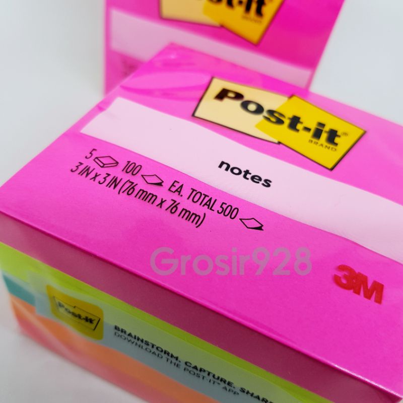 Sticky Notes / Post It 3M Original 654-SSAN Memo 3x3 76x76 (5 colors ...