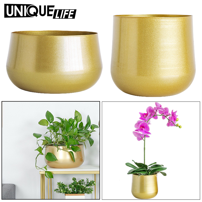 [ Brass Toned Pots Indoor Round Succulent Containers,Cactus Plant Pots ...