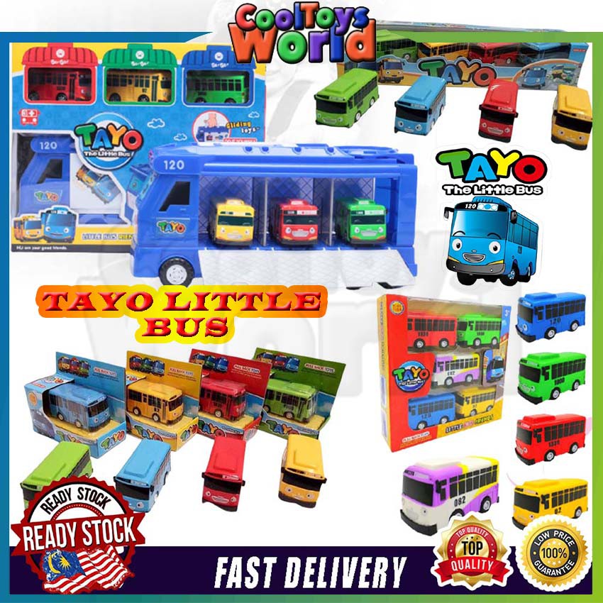 Tayo The Little Bus Toys Set Big Vehicles Garage Pull Back For Kids Birthday Pretend Play ...