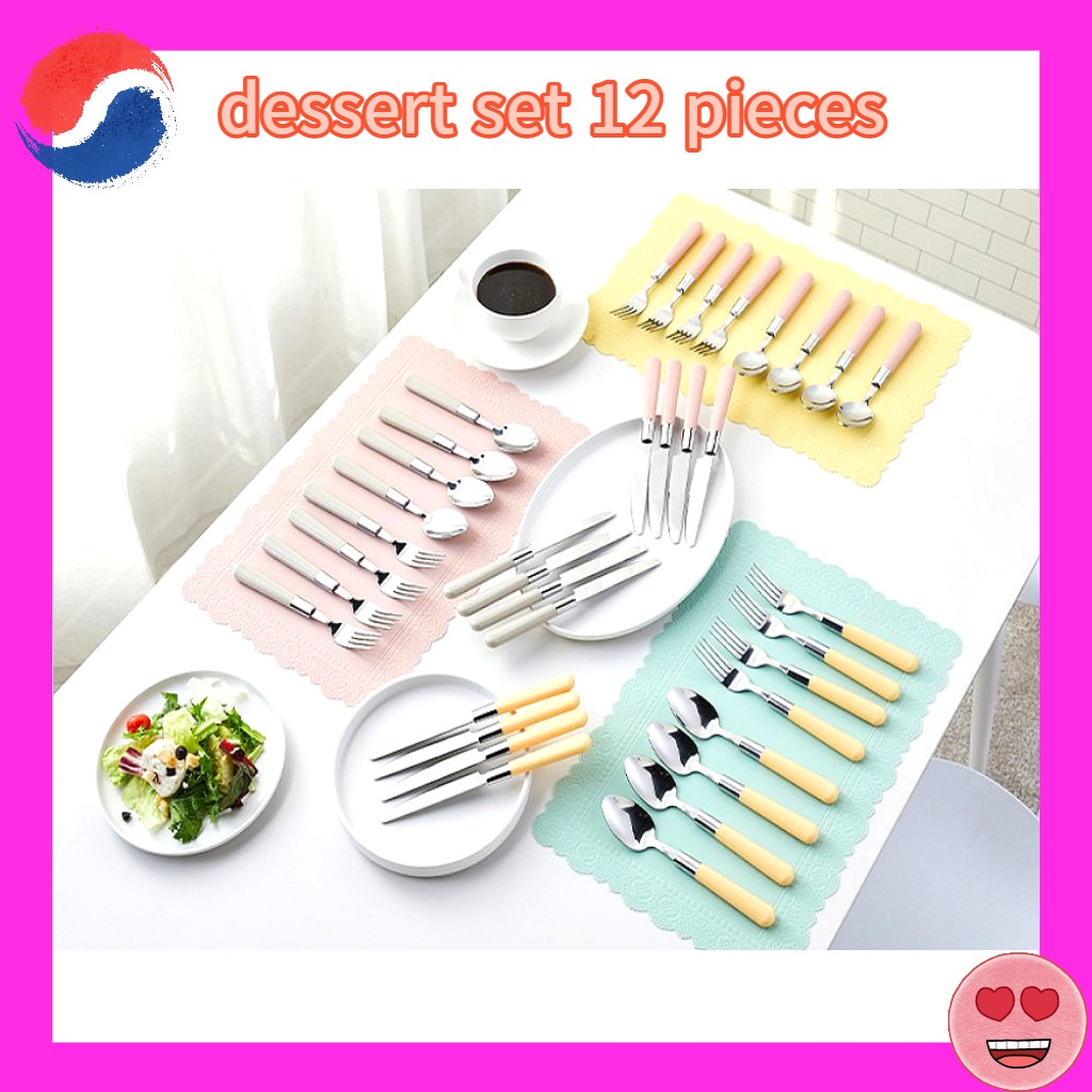 Korea Modern House Hazel Dessert Set 12 pieces (4 dessert spoons, 4 tea ...