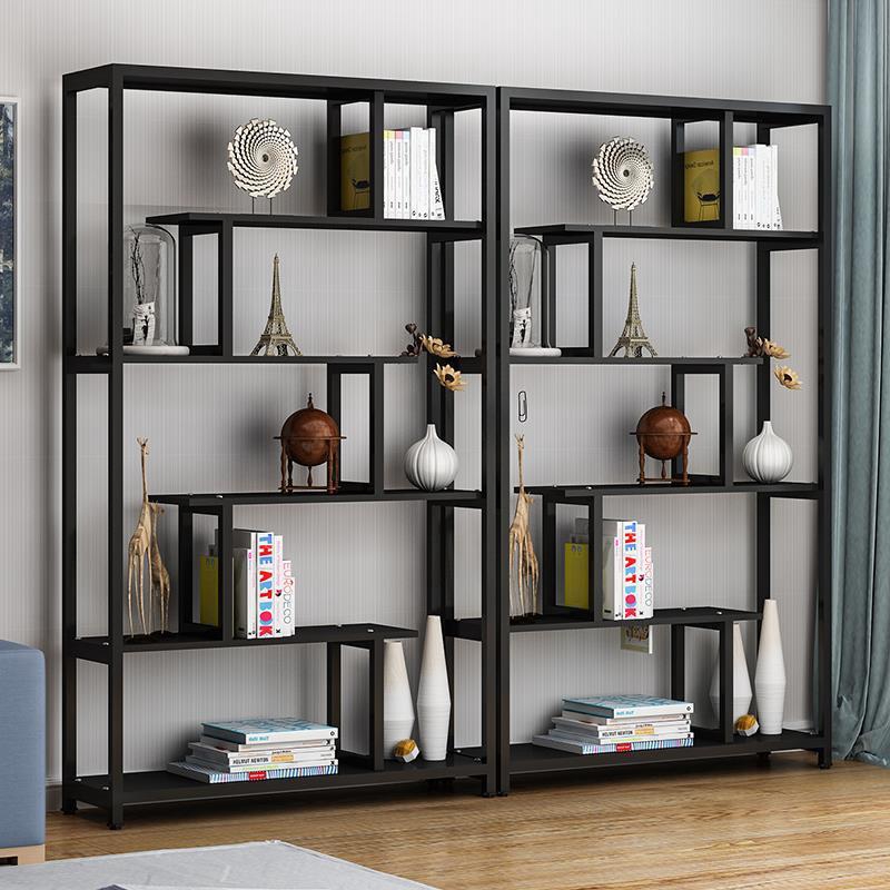 Simple modern bookshelf floor shelf steel wood bookcase free ...