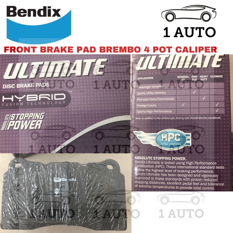 BENDIX ULTIMATE 4 POT BREMBO CALIPER MITSUBISHI EVO 5 6 7 8 9 X SUBARU IMPREZA WRX STi F50 ...