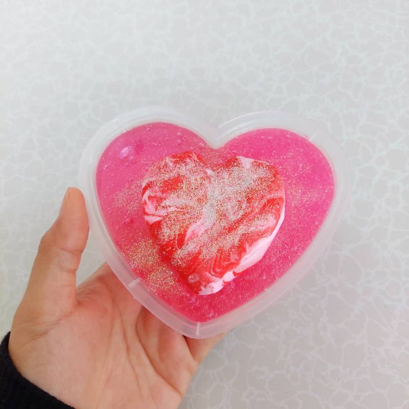Lovely Love Heart Slime (DIY Clay mix slime) | Shopee Singapore