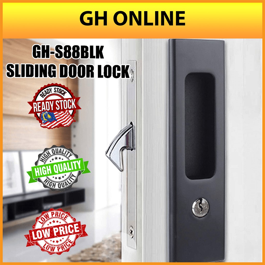 SLIDING DOOR LOCK WITH KEY S88 BLACK AND SATIN SILVER | Shopee Singapore