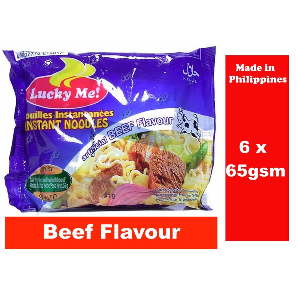 Lucky Me Pancit Canton Beef Flavour 5 x 65 gsm - Filipino Favorite ...