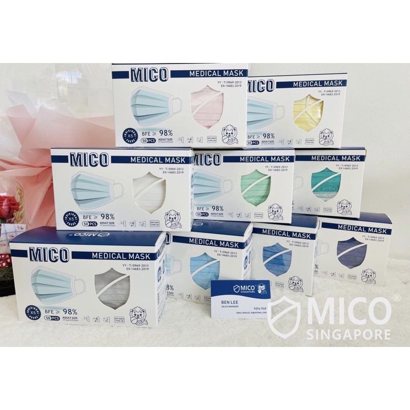 🇸🇬MICO MEDICAL FACE MASK BFE 98%50pcs（Ready stock） | Shopee Singapore