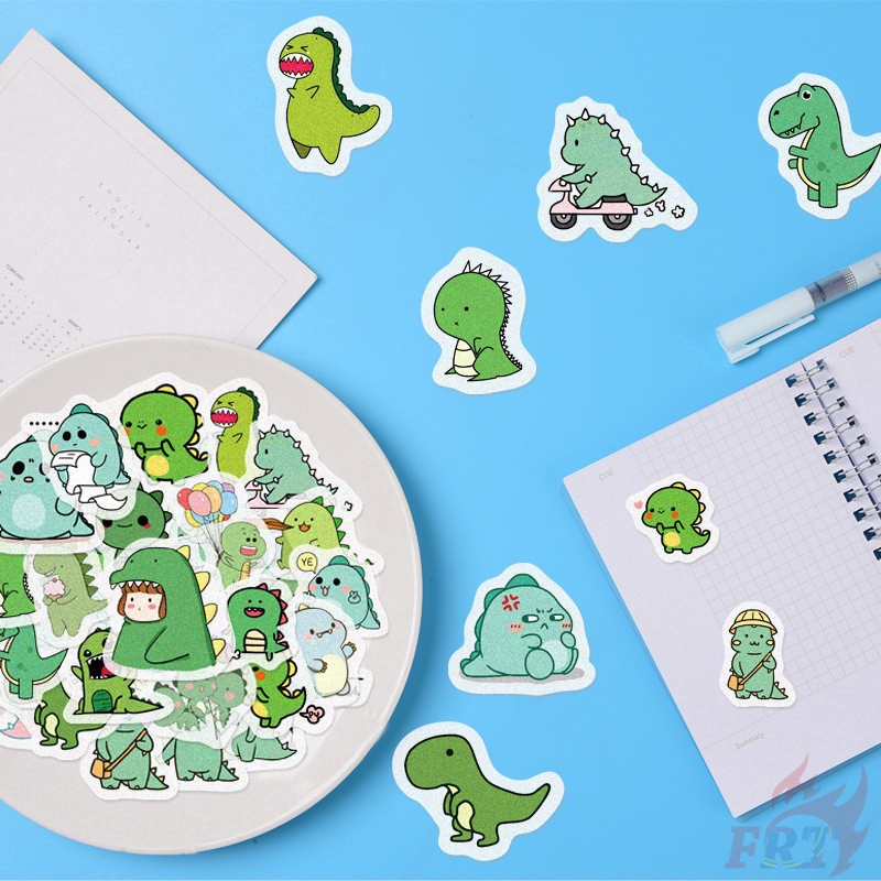 Cute Green Dinosaur - Cartoon Washi Scrapbooking Stickers 40Pcs/Set DIY ...
