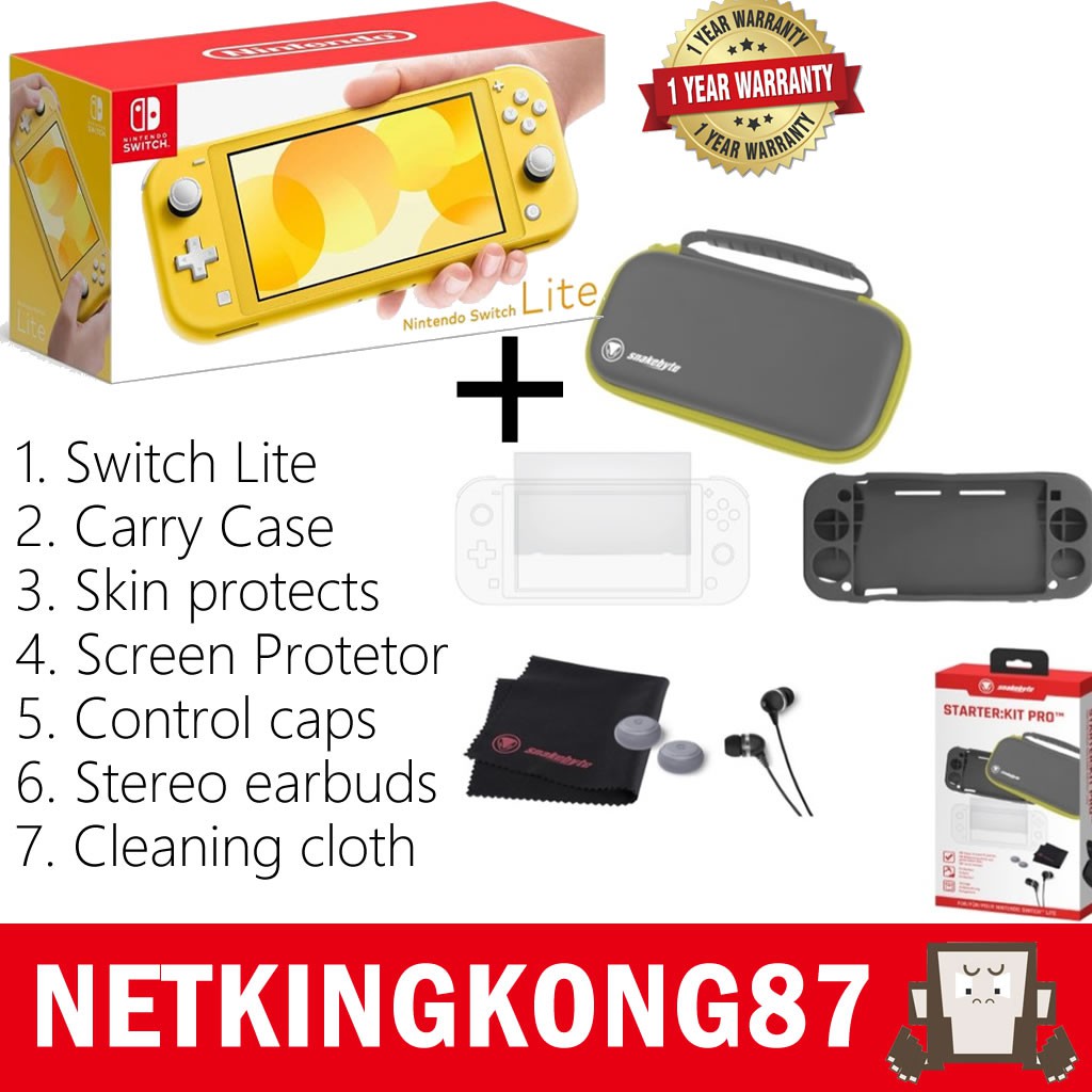 Nintendo Switch Lite Console + 6 in 1 Snakebyte Starter Kit Pro ...