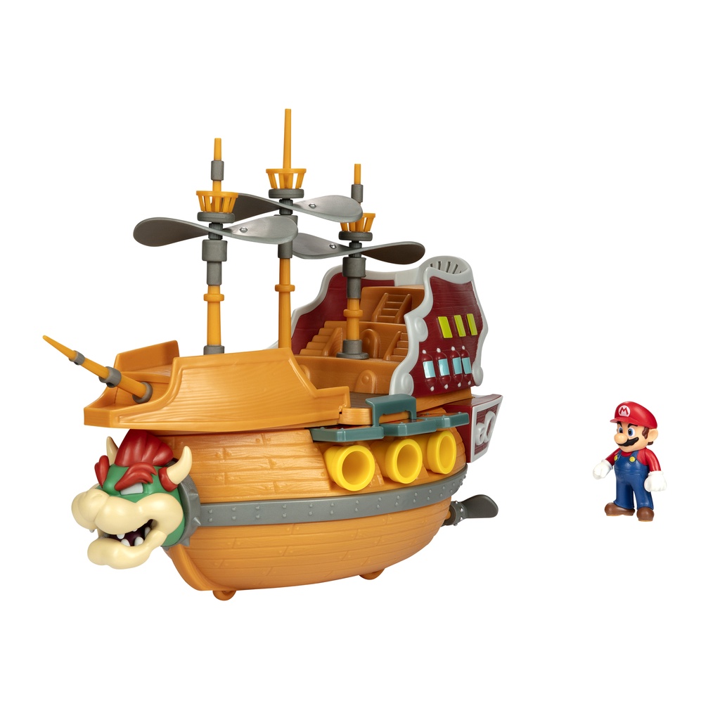 Super Mario Deluxe Bowser's Air Ship Playset with Mario Action Figure ...