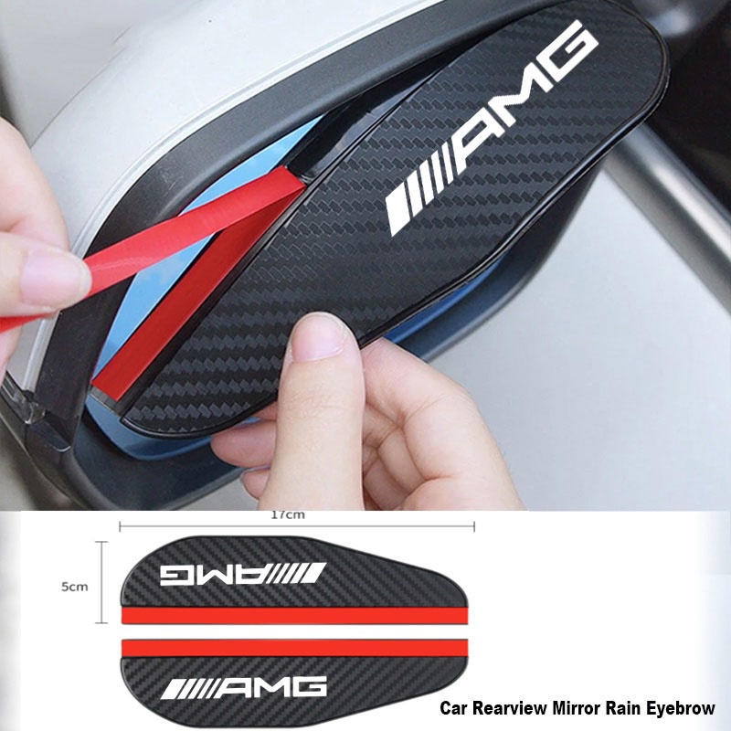 2pcs Carbon Fiber Car Rearview Mirror Rain Eyebrow Sticker For Mercedes ...